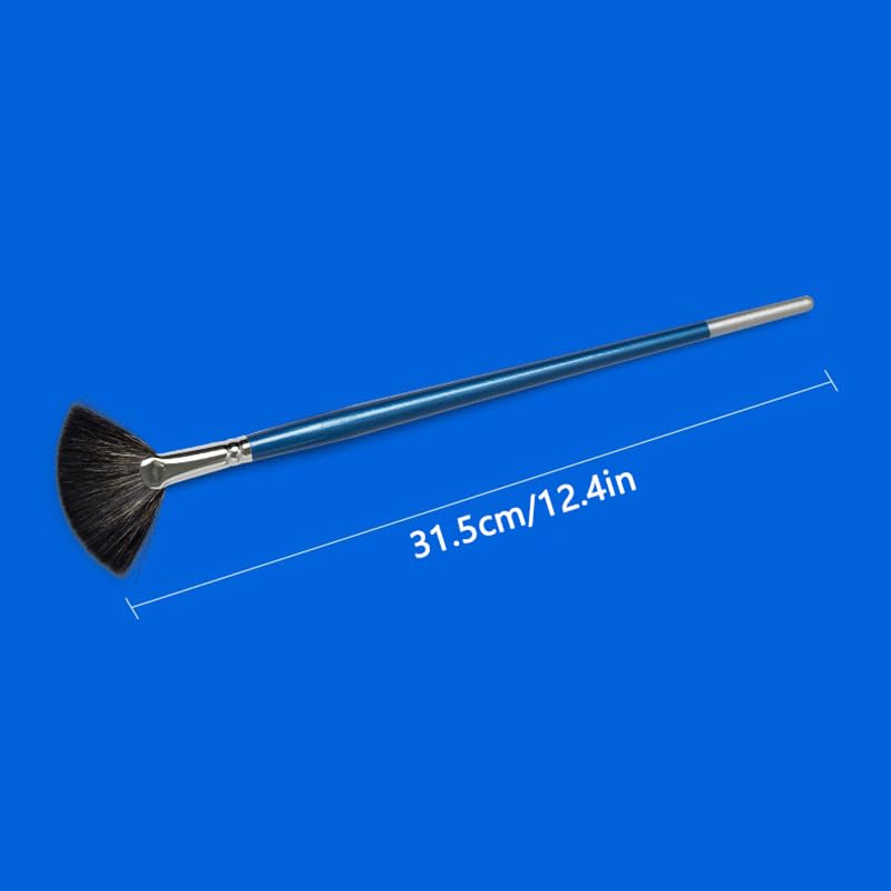 Fan Paint Brushes, Artist Fan Brush Acrylic Paint Brushes with Nylon Hair Long Wood Handle Large-Area Coloring Brush for Ceramic Painting, Gold line Drawing