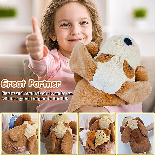 Soft Cuddly Dog Mommy Stuffed Animal Toys with 4 Surprise Babies, Animal Pillows Plushies for Toddlers, Kids, Boys, Girls, & Adults Gifts for Birthdays, Christmas, Valentine's and Thanksgiving Day