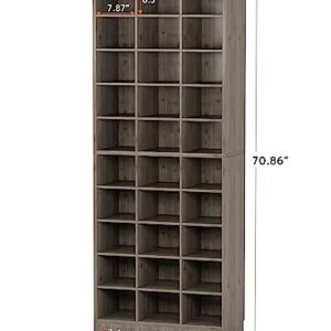 Tribesigns 10-Tier Shoe Storage Cabinet, Gray Wooden Shoe Rack with 30 Cubbies, Freestanding Tall Entryway Shoe Organizer for Closet, Entryway, Living Room