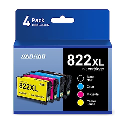 822XL Combo Pack Remanufactured Replacement for Epson 822XL Ink Cartridges 822 T822 T822XL for Workforce Pro WF-3820 WF-4820 WF-4830 WF-4834 WF-4833 Printer WF 3820 WF4820 (Black Cyan Magenta Yellow)