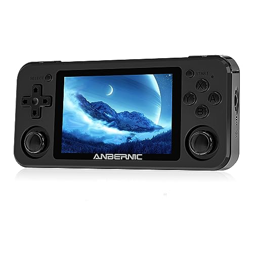 RG351P Retro Handheld Game Console Open Source Linux System 3.5 inch IPS 320*480 Screen RK3326 1.5GHz 3500mAh Battery 2500 Classic Games Support PSP/N64 Game Gift Portable Player (RG351P-Black)