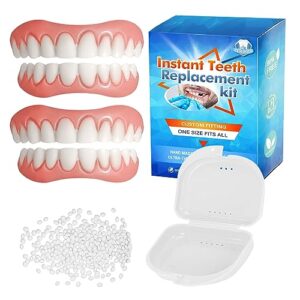 fake teeth, 2 pcs veneers dentures teeth socket for women and men, dental veneers for temporary teeth restoration, comfortable & nature,restore your confident smile