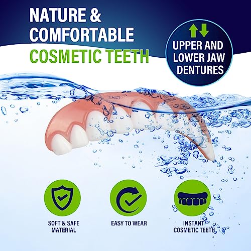 Fake Teeth, 2 PCS Veneers Dentures Teeth Socket for Women and Men, Dental Veneers for Temporary Teeth Restoration, Comfortable & Nature,Restore Your Confident Smile