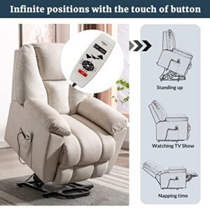 Lifeand Power Lift Adjustable Massage Function, Recliner Chair with Heating System for Living Room, Beige