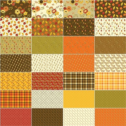 Fall's in Town Riley Blake 5-inch Stacker, 42 Precut Fabric Quilt Squares by Sandy Gervais