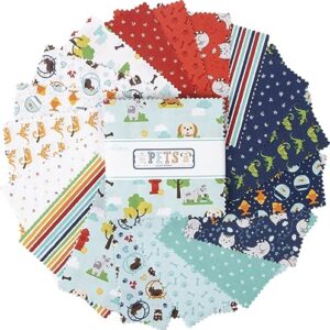 Pets Riley Blake 5-inch Stacker, 42 Precut Fabric Quilt Squares by Lori Whitlock