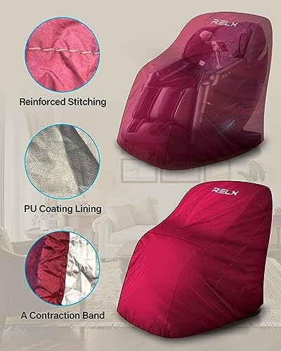 RELX Massage Chair Cover, Full Body Shiatsu Massage Chair Cover with Drawstring, Waterproof & Dustproof Cover, Removable Shield, Storage, Machine Washable (Red)