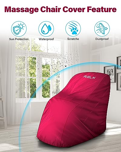 RELX Massage Chair Cover, Full Body Shiatsu Massage Chair Cover with Drawstring, Waterproof & Dustproof Cover, Removable Shield, Storage, Machine Washable (Red)