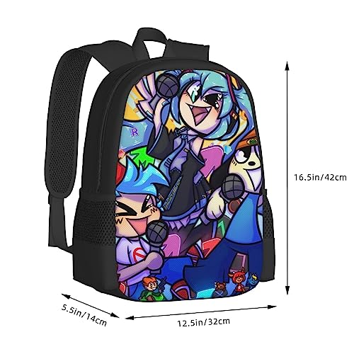 Fri-day Cartoon Night Fun-kins Backpack Cartoon Laptop Backpacks Lightweight Fashion Travel Daypack Large Capacity Multifunction Adjustable Straps Bags For Women Men