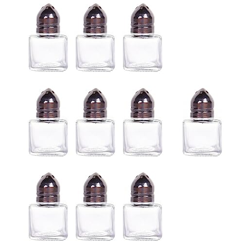 HEMOTON 10pcs Mini Salt and Pepper Shakers Seasoning Jars Glass Cube Body Spices Shakers Tiny Pepper Shakers Bottle Condiment Storage Jar for Storing Pepper Sugar Wedding