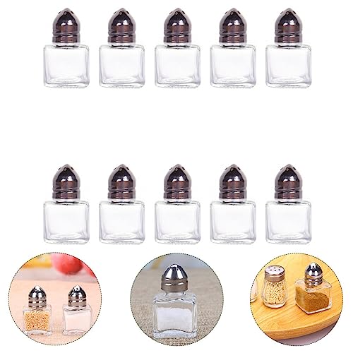 HEMOTON 10pcs Mini Salt and Pepper Shakers Seasoning Jars Glass Cube Body Spices Shakers Tiny Pepper Shakers Bottle Condiment Storage Jar for Storing Pepper Sugar Wedding