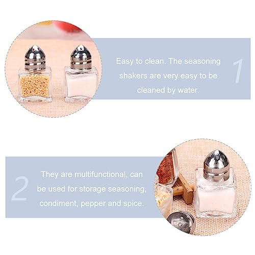 HEMOTON 10pcs Mini Salt and Pepper Shakers Seasoning Jars Glass Cube Body Spices Shakers Tiny Pepper Shakers Bottle Condiment Storage Jar for Storing Pepper Sugar Wedding