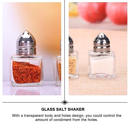 HEMOTON 10pcs Mini Salt and Pepper Shakers Seasoning Jars Glass Cube Body Spices Shakers Tiny Pepper Shakers Bottle Condiment Storage Jar for Storing Pepper Sugar Wedding