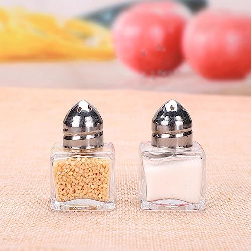 HEMOTON 10pcs Mini Salt and Pepper Shakers Seasoning Jars Glass Cube Body Spices Shakers Tiny Pepper Shakers Bottle Condiment Storage Jar for Storing Pepper Sugar Wedding