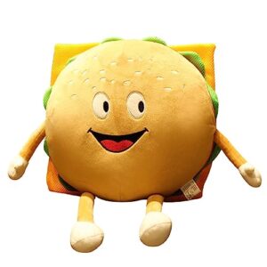 xizhi 11.8" cute hamburger plush toy funny hamburger plushie pillow toy funny stuffed food plush toy gift for kid room decor holiday birthday christmas decoration