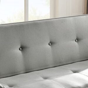 Verfur Upholstered Futon Sofa Bed for Small Spaces,74.4" Button Tufted 3 Seater Convertible Sleeper Couches Loveseat for Living Room,Bedroom and Office, Light Gray