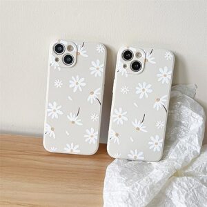 KAXLIDEN White Daisy Floral Side Print for iPhone 13 Phone Case Silicone Soft Women Cute Flower Protective Slim Fit Cover for iPhone 13 6.1 inch Cases