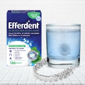 Efferdent Denture Care, Variety Pack, Mint Denture Cleanser Tablets (126 CT), & Retainer & Denture Cleaner Tablets (Coffee & Tee) (126ct) (2 of each)