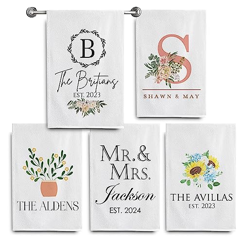 MYETCHEY Custom Dish Towel | 32" x 12" Personalized Kitchen Towel | Housewarming Gift | Wedding Gift | Personalized Dish Towel | Housewarming Gift