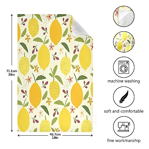 FUGIDOG Kitchen Dish Towels Set of 4, Lemon Flower Ultra Soft Absorbent Kitchen Towels Tea Towels Hand Towels Quick Drying Reusable Cleaning Cloths, 18 x 28 inch