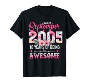 made in september 2005 18 year old 18th birthday womens girl t-shirt