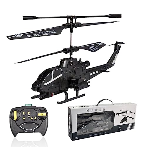 Electric Remote Control Helicopter, 3.5 Channels RC Drone Helicopter Toys, 2.4GHz Wireless Remote Control Helicopters, One Key Take Off/Landing, LED Light Night, Flying Toys for Kids Beginners (Black)