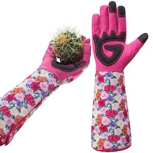 long gardening gloves for women/men, breathable thorn proof rose pruning forearm protection gauntlet, best gifts for gardeners with yard & outdoor work, recommended by master gardener program