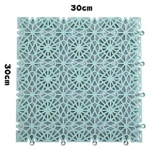 10Pcs Interlocking Floor Mat, 11.8In Rubber Floor Tiles Soft PVC Non-Slip Tile Drainage Modular Floor Mat Pool Patio Floor for Drain Pool Kitchen Deck Patio Boat Snowflake Shape (B)