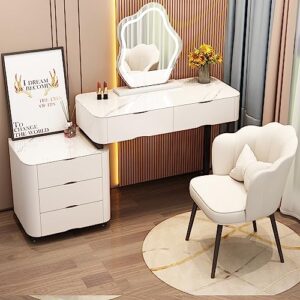 hunlyman makeup vanity desk, modern style makeup table made of solid wood,including rotatable/removable touch screen hd led mirror(3-brigntness) and soft chair,family bedroom (31 inch/80cm)