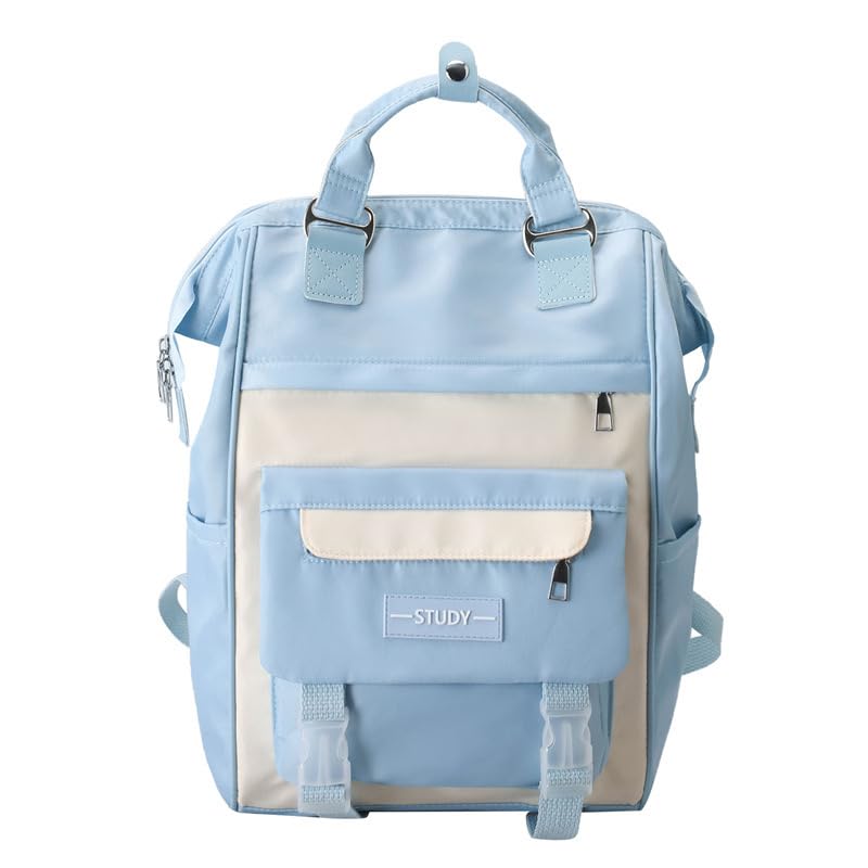 UIVXXUD Aesthetic Backpack Cute Kawaii - Waterproof Nylon Double Shoulder Bag (Blue)