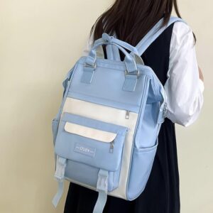 UIVXXUD Aesthetic Backpack Cute Kawaii - Waterproof Nylon Double Shoulder Bag (Blue)