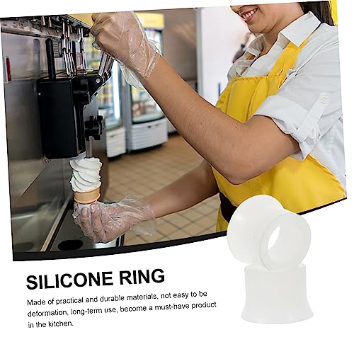 OFFSCH 2pcs Ice Cream Silica Gel White Repair Parts for Ice Cream Makers Ice Cream Machine Supply Ice Cream Maker Replace Silicone Ring Supplies Apron Accessories Portable Cover