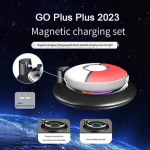 HUAYUWA Magnetic Charging Dock for Poke-mon GO Plus+ 2023 Accessories, RGB Colorful Lights Wireless Charging Station with Silicone Protective Cover Case Compatible with GO Plus Plus