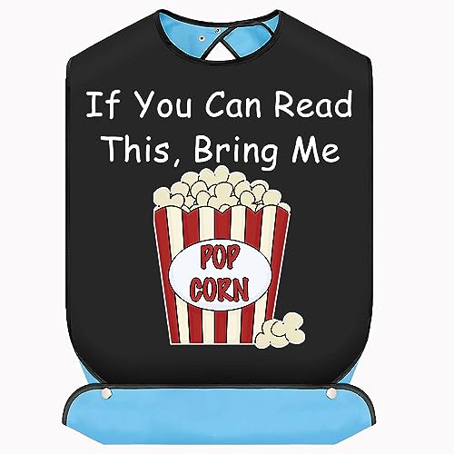 HOLLP Popcorn Lover Gift Bring Me Popcorn Reusable Adult Bibs with Crumb Catcher Popcorn Fan Gift (Popcorn)