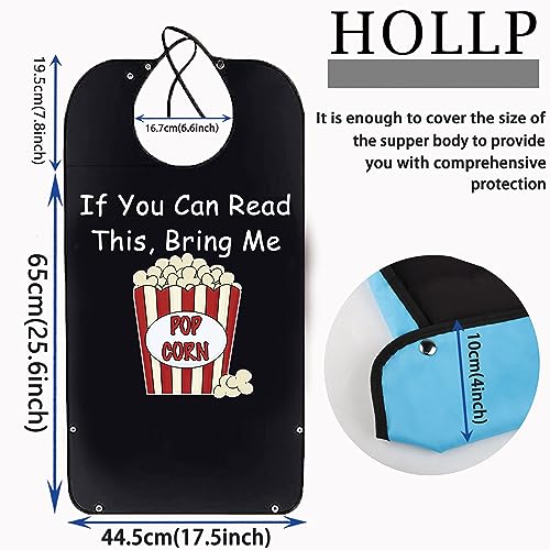 HOLLP Popcorn Lover Gift Bring Me Popcorn Reusable Adult Bibs with Crumb Catcher Popcorn Fan Gift (Popcorn)