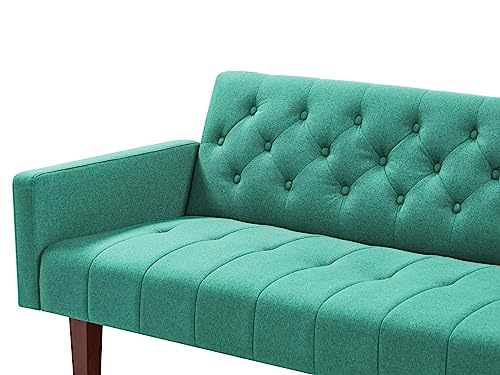 Green, Linen, Convertible Double Folding Living Room Sofa Bed (Eucalyptus Wood Frame)