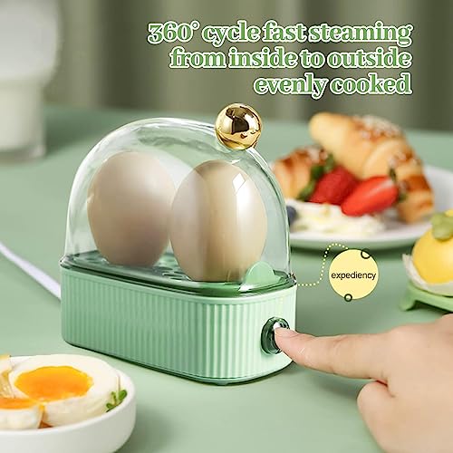 Egg Cooker Electric 2-Egg Capacity, Soft, Medium, Hard-Boiled Egg Cooker with Auto Shut-Off, Measuring Cup Included, BPA Free