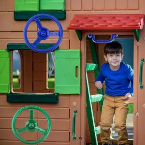 Restroma 6 Pcs Playground Accessories Swingset Steering Wheel Plastic Priate Ship Steering Wheel Playground Safety Handles for Kids Outdoor Wood Backyard Treehouse Playhouse