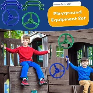 Restroma 6 Pcs Playground Accessories Swingset Steering Wheel Plastic Priate Ship Steering Wheel Playground Safety Handles for Kids Outdoor Wood Backyard Treehouse Playhouse