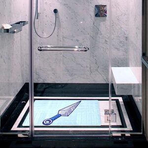 Non Slip Bathtub Mats with Suction Cups, Bath Tub Shower Mat for Bathroom, Machine Washable Bathroom Mats with Drain Holes(Sword Cartoon Ninja)