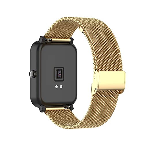 Chofit Metal Mesh Stainless Steel Loop Compatible with MILOUZ IDW19 Watch Band for Women&Men Wristbands Bracelet Adjustable Band Strap Replacement Bands for MILOUZ IDW19 Smartwatch (Gold)