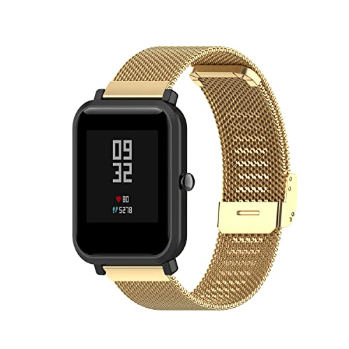 Chofit Metal Mesh Stainless Steel Loop Compatible with MILOUZ IDW19 Watch Band for Women&Men Wristbands Bracelet Adjustable Band Strap Replacement Bands for MILOUZ IDW19 Smartwatch (Gold)