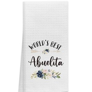 OHSUL Grandma Kitchen Towels,World's Best Abuelita Floral Kitchen Towels Dish Towels Dishcloth,Abuelita Gifts in Spanish,Abuelita Mother's Day Day Gifts,Abuelita Gifts from Grandchildren