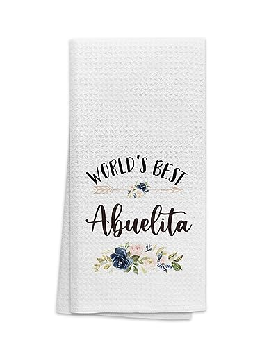 OHSUL Grandma Kitchen Towels,World's Best Abuelita Floral Kitchen Towels Dish Towels Dishcloth,Abuelita Gifts in Spanish,Abuelita Mother's Day Day Gifts,Abuelita Gifts from Grandchildren