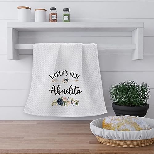 OHSUL Grandma Kitchen Towels,World's Best Abuelita Floral Kitchen Towels Dish Towels Dishcloth,Abuelita Gifts in Spanish,Abuelita Mother's Day Day Gifts,Abuelita Gifts from Grandchildren