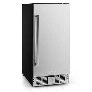 costway 115 cans compact beverage refrigerator, 2.9 cu.ft drink cooler with adjustable shelves & stainless steel door, 32℉-50℉, built-in or freestanding mini beverage fridge for apart, office