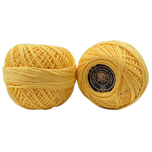 S2J Lot of 10 Pieces Anchor Yellow Cotton Crochet Embroidery Yarn Thread Tatting Ball