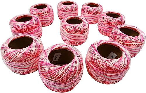 S2J Lot of 10 Pieces Anchor Tatting Crochet Cotton Thread Variegated Skein Yarn Ball