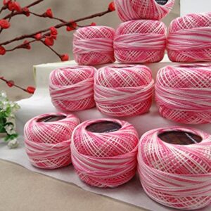 S2J Lot of 10 Pieces Anchor Tatting Crochet Cotton Thread Variegated Skein Yarn Ball