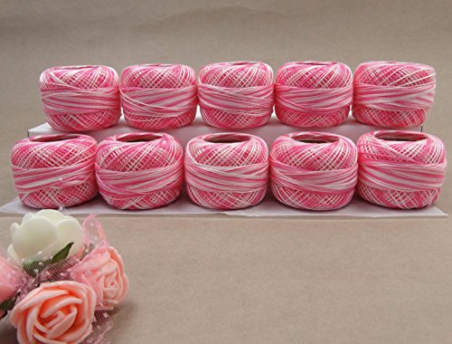 S2J Lot of 10 Pieces Anchor Tatting Crochet Cotton Thread Variegated Skein Yarn Ball